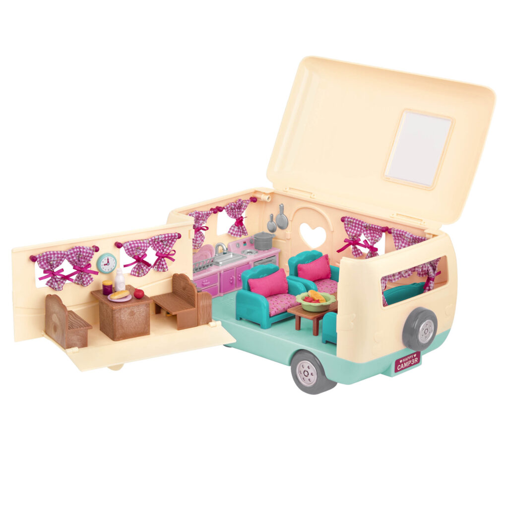 Blue Toy Camper | Playset with Mini Car and Accessories | Li'l Woodzeez